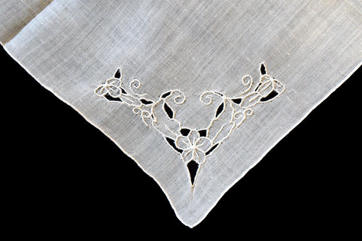 Art Nouveau Cutwork White Linen Vintage Handkerchief Madeira – Gypsy ...