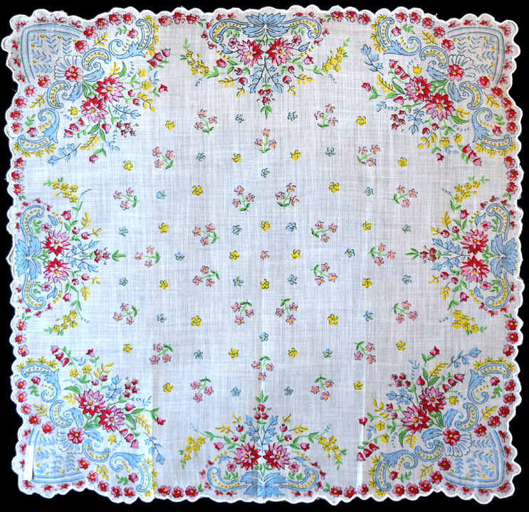 Rococo Floral Scrolls Vintage Handkerchief New Old Stock – Gypsy ...