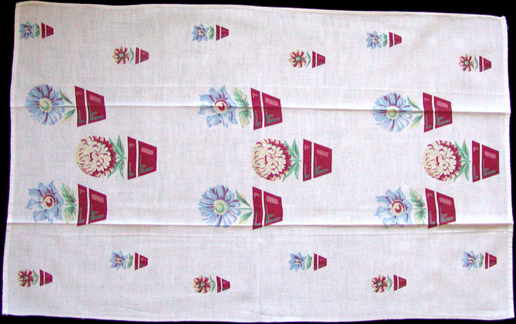 Red Flower Pots Vintage Kitchen Dish Towels, Pair – Gypsy Rosalie's ...