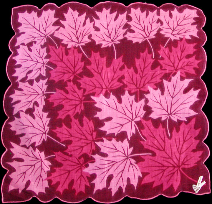 Pink Leaves on Wine Vintage Irish Linen Handkerchief, Herrmann – Gypsy ...