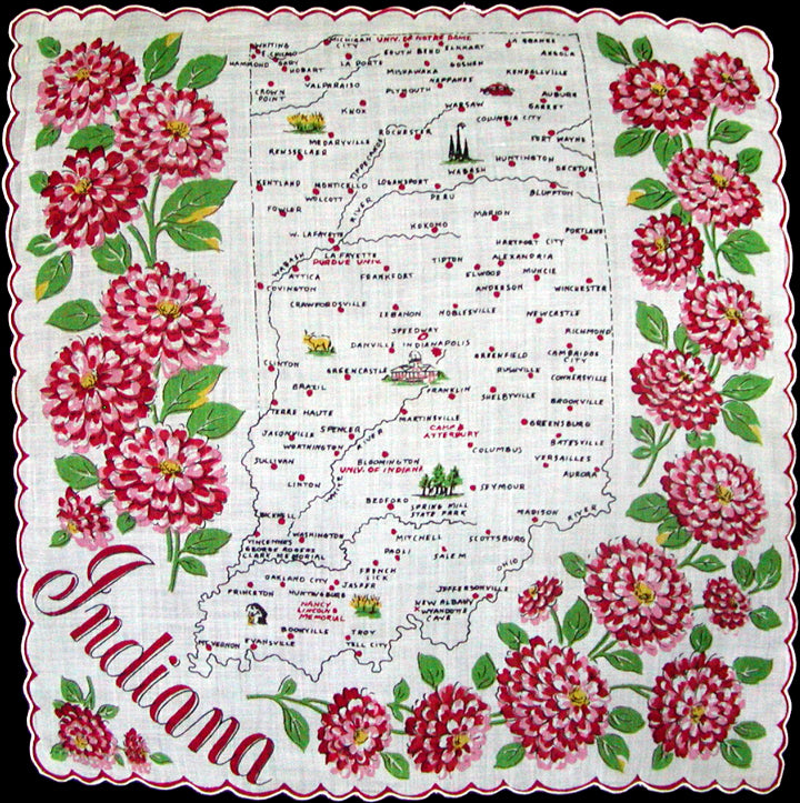 Indiana Tourist Souvenir State Map Vintage Handkerchief – Gypsy Rosalie ...