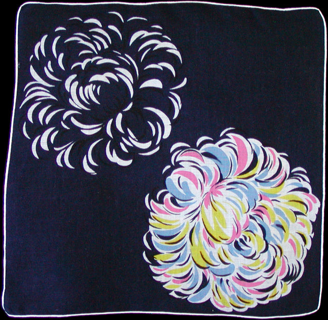 Big Pastel Mum on Dark Navy Vintage Handkerchief – Gypsy Rosalie's ...