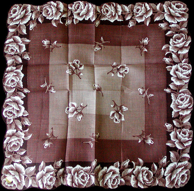 Brown Roses Vintage Handkerchief, 16 Inches New Old Stock – Gypsy ...