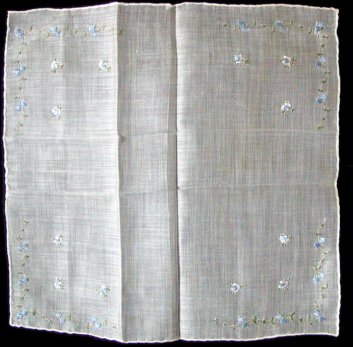 Petite Blue Floral Embroidered Vintage Handkerchief – Gypsy Rosalie's ...