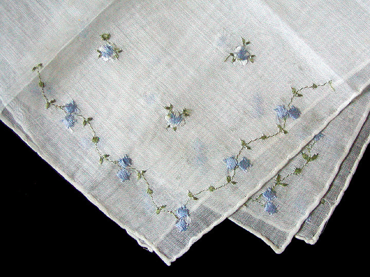 Petite Blue Floral Embroidered Vintage Handkerchief – Gypsy Rosalie's ...