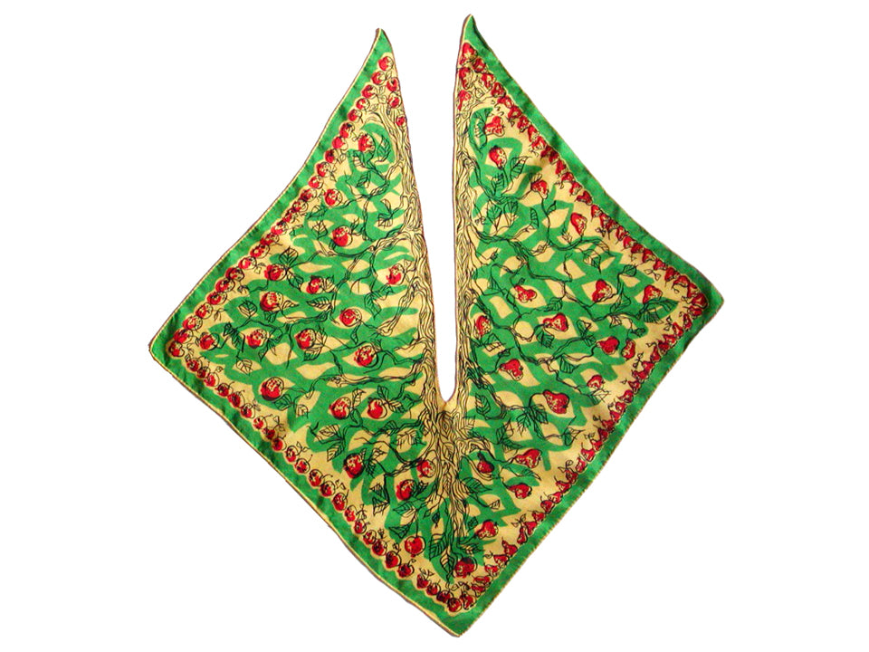 c1950 Vintage Vera Neumann Wingtip Silk Scarf Red Fruit Tree – Gypsy ...